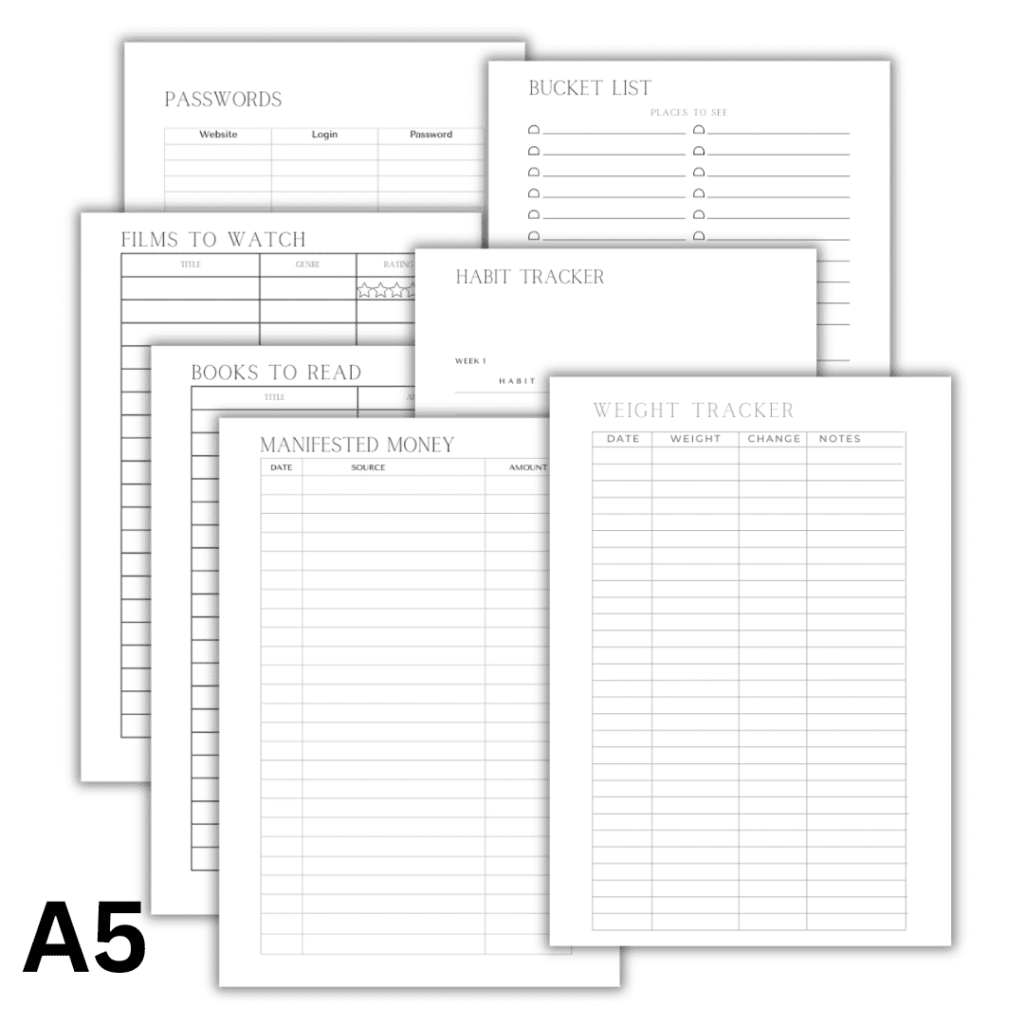 My Best Life A5 Journal General Inserts Pack - The Growth Nexus